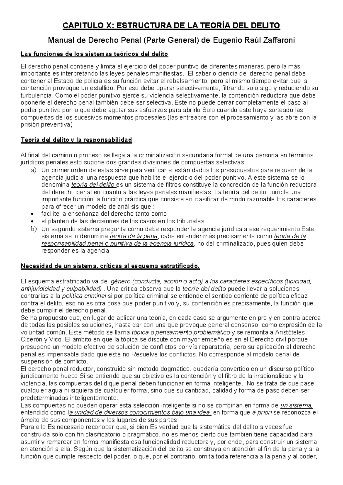 CAPÍTULO X, XI y XII: Resumen de la Teoría del Delito en Derecho Penal - Studocu