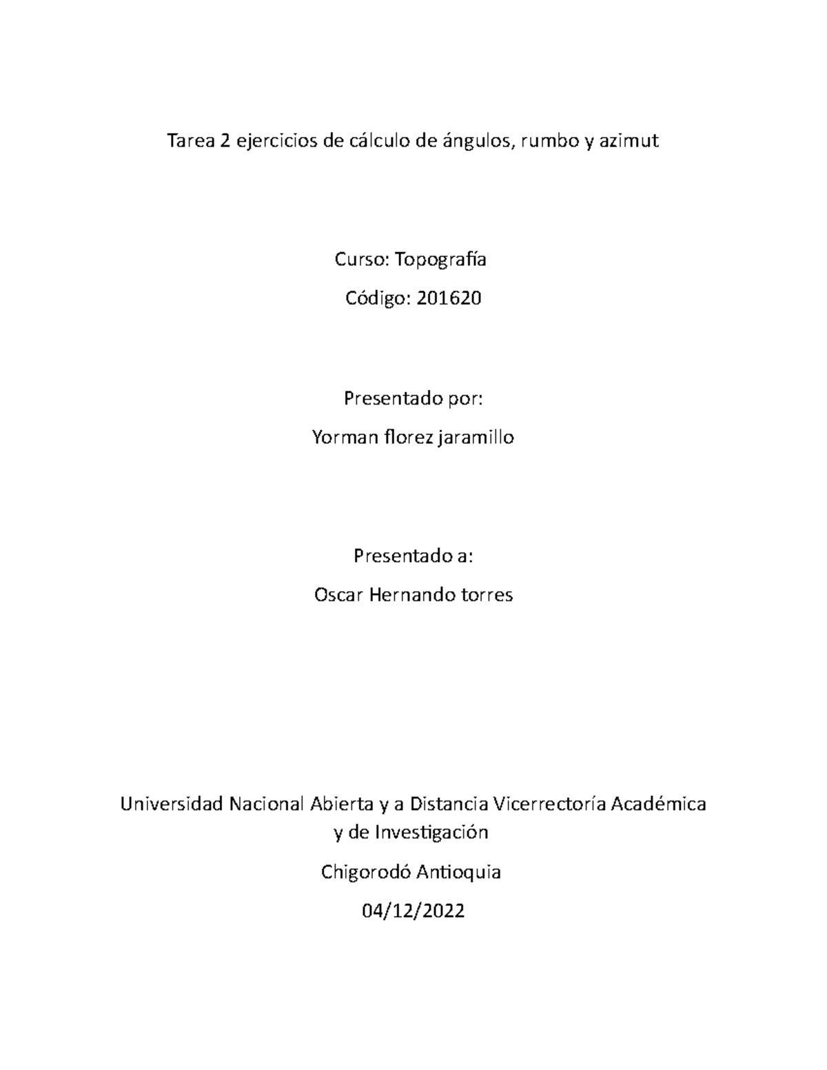 Ejercicios de Azimut y Rumbo en Topografía (Curso 201620) - Studocu