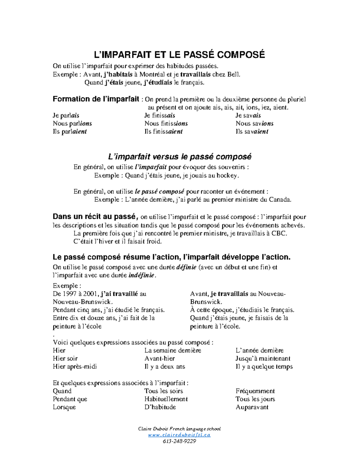 ET LE PASSÉ COMPOSÉ : USAGE ET EXEMPLES (FR 101) - Studocu