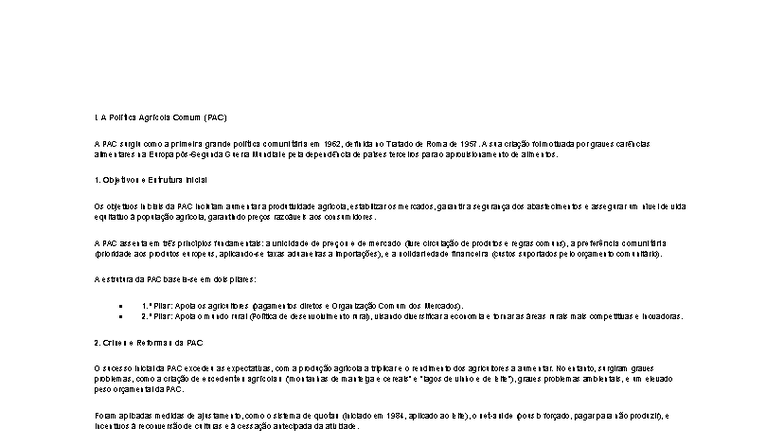 Resumos sobre a Política Agrícola Comum (PAC) e Agricultura Biológica ...