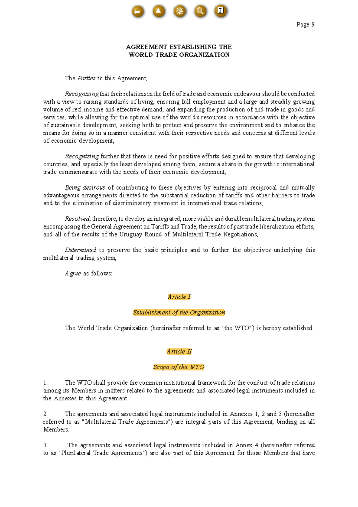 WTO Agreement: Establishing the World Trade Organization - Studocu