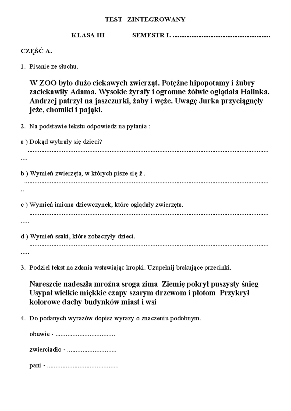 Sprawdzian matematyczny dla klasy 3 - zadania i obliczenia - Studocu