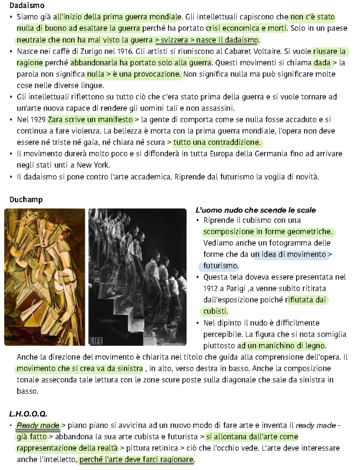 Dadaismo: Riassunti e Analisi per Liceo Classico Storia dell'Arte - Studocu
