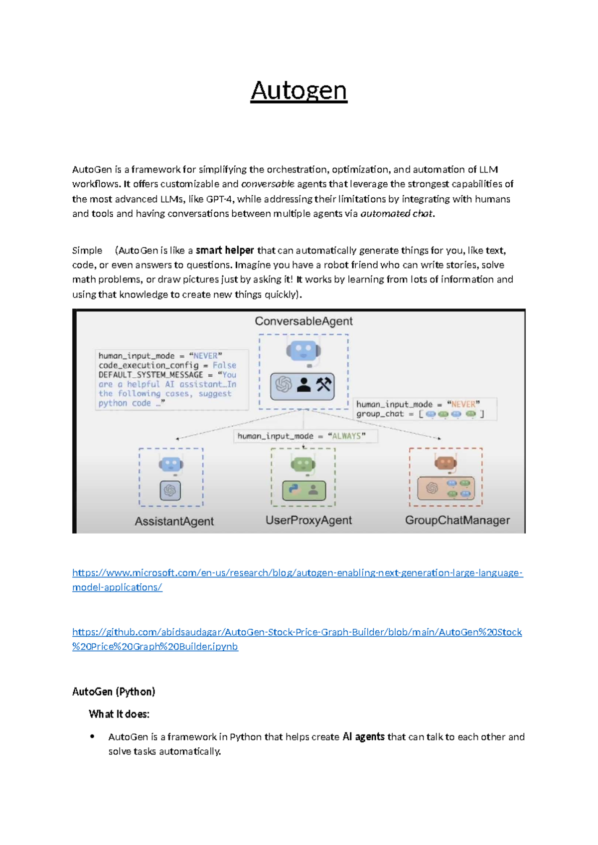 AutoGen (Python) Framework for LLM Workflow Automation - Studocu