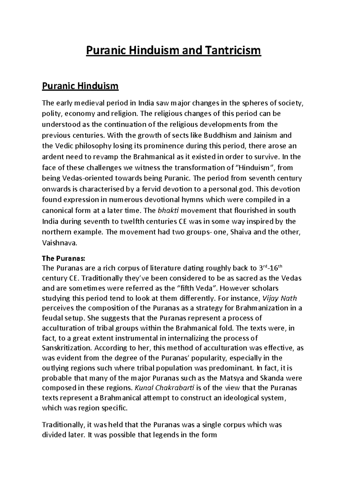 Puranic Hinduism and Tantricism history of india - Puranic Hinduism and ...
