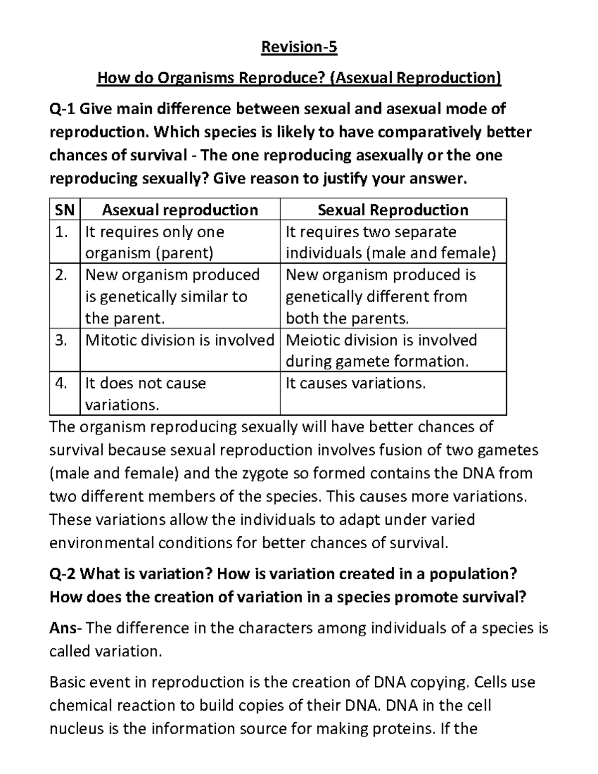Organisms Reproduction: Asexual vs Sexual Modes (BIO241) - Studocu