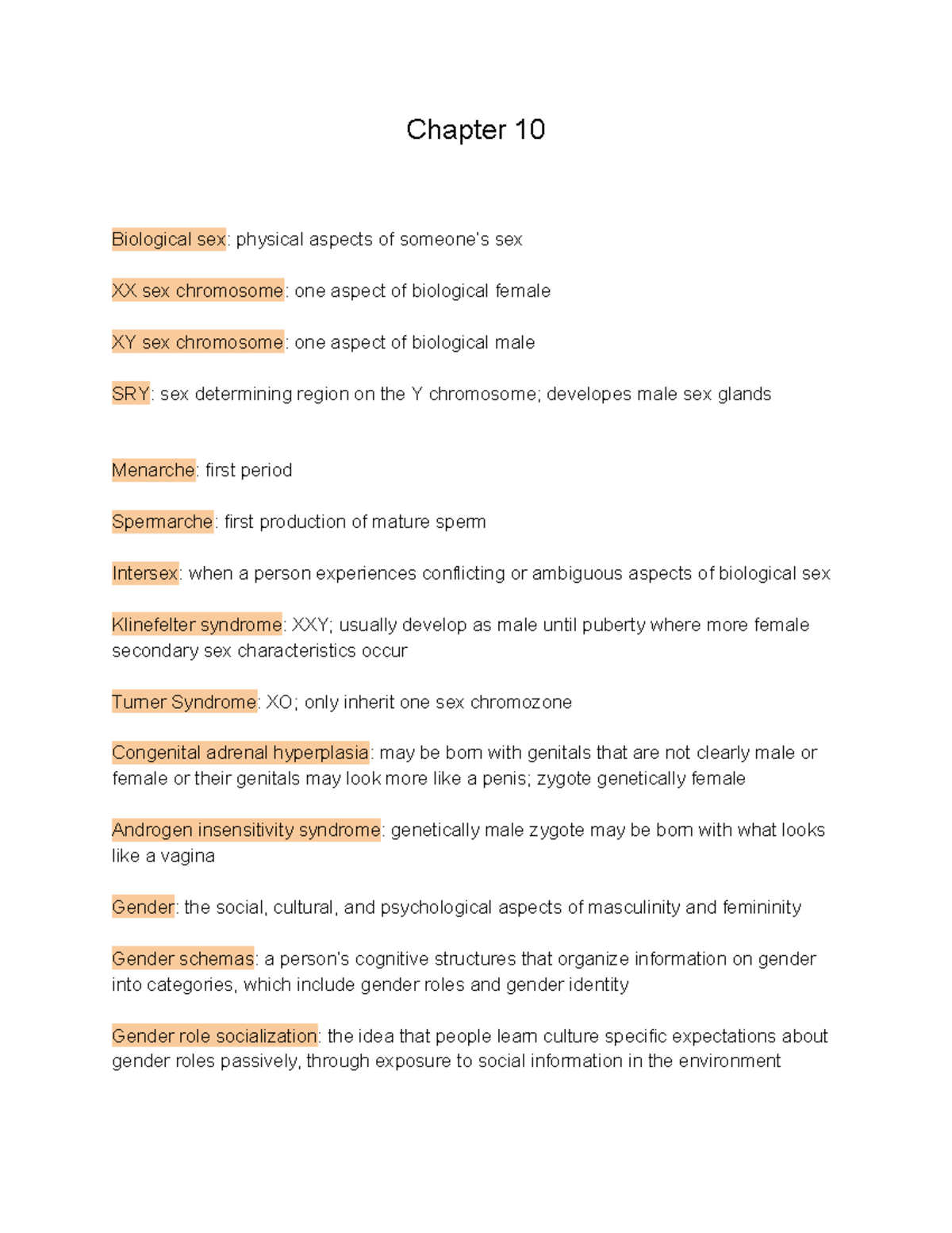 Psych 101 Chapter 10: Biological Sex & Gender Identity Concepts - Studocu