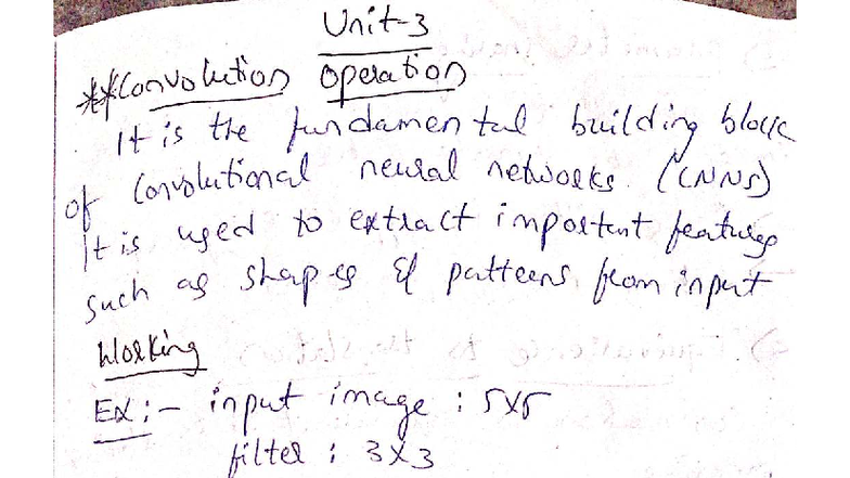 DL Unit-3 G Notes: Convolutional Neural Networks Operations and ...