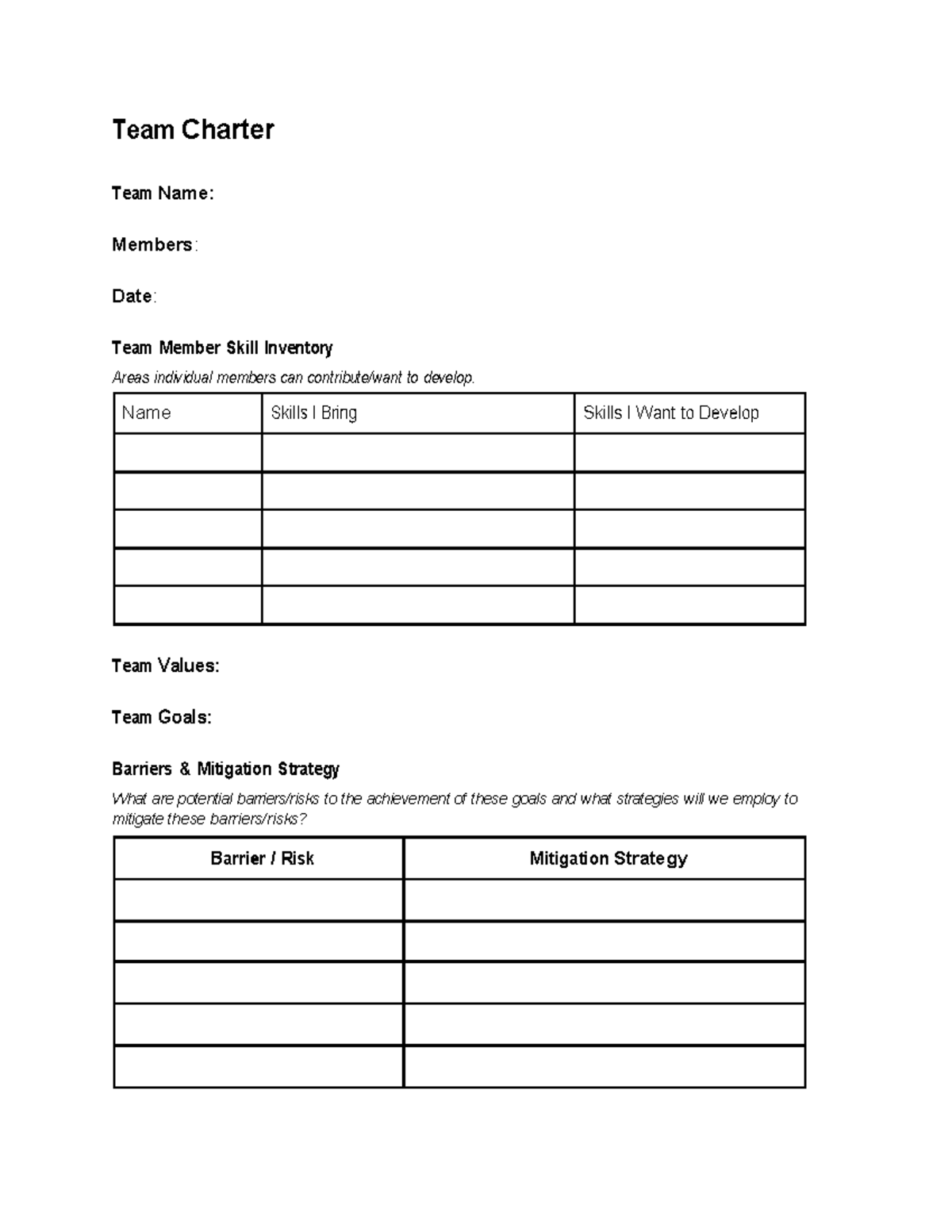 Team Charter Template - Assignment Instructions - Studocu