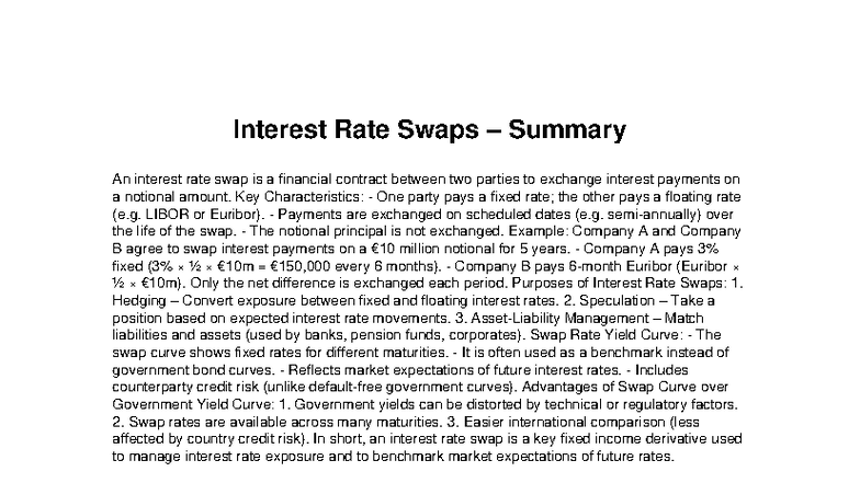 Interest Rate Swaps Overview: Key Features & Applications - Studeersnel