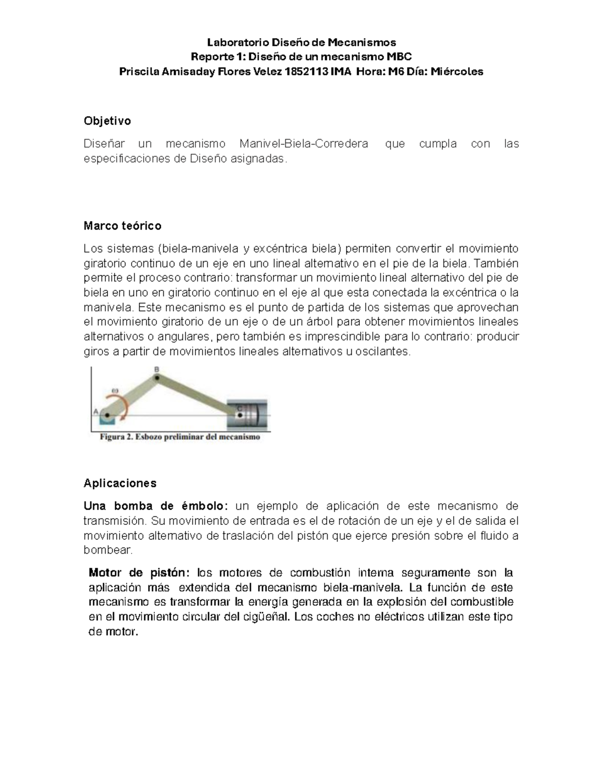 Diseño de Mecanismo Manivela-Biela-Corredera - Practica No1 MBC - Studocu