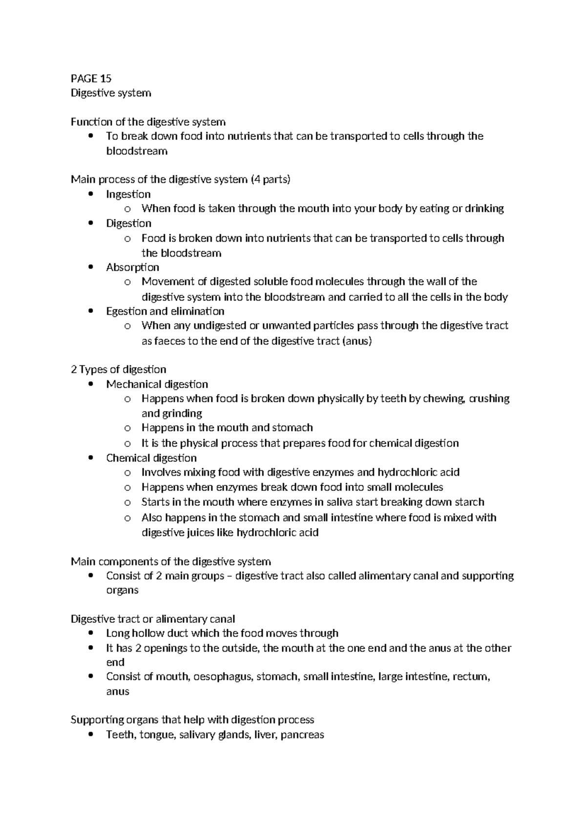 Digestive System Insights and Key Notes for Exam Preparation - Studocu