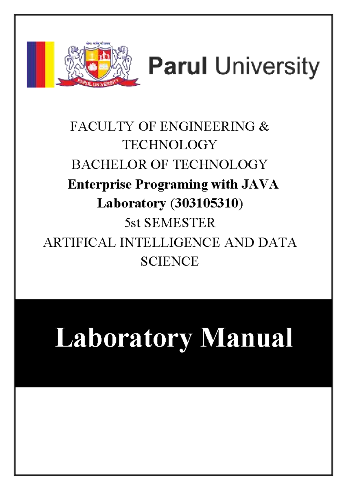 ERP LAB Manual for Enterprise Programming with JAVA (303105310) - Studocu
