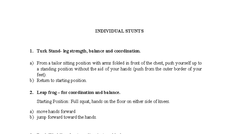Stunts and Tumbling Techniques for Physical Education (PE 101) - Studocu