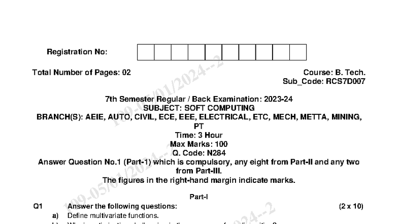 Soft Computing Exam Notes - B. Tech RCS7D007 7th Sem - Studocu