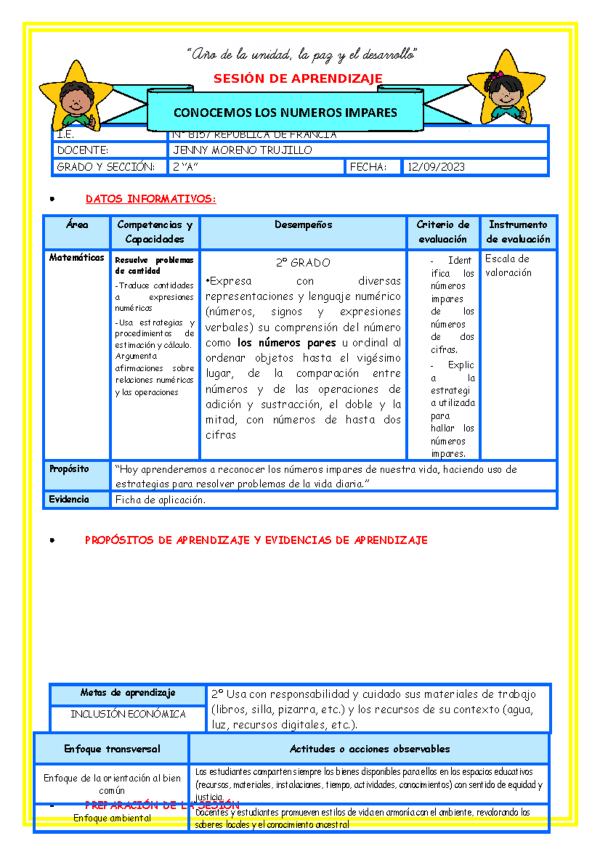 2º E7 S2 Sesión D4 MAT Reconocimiento de Números Impares - Studocu