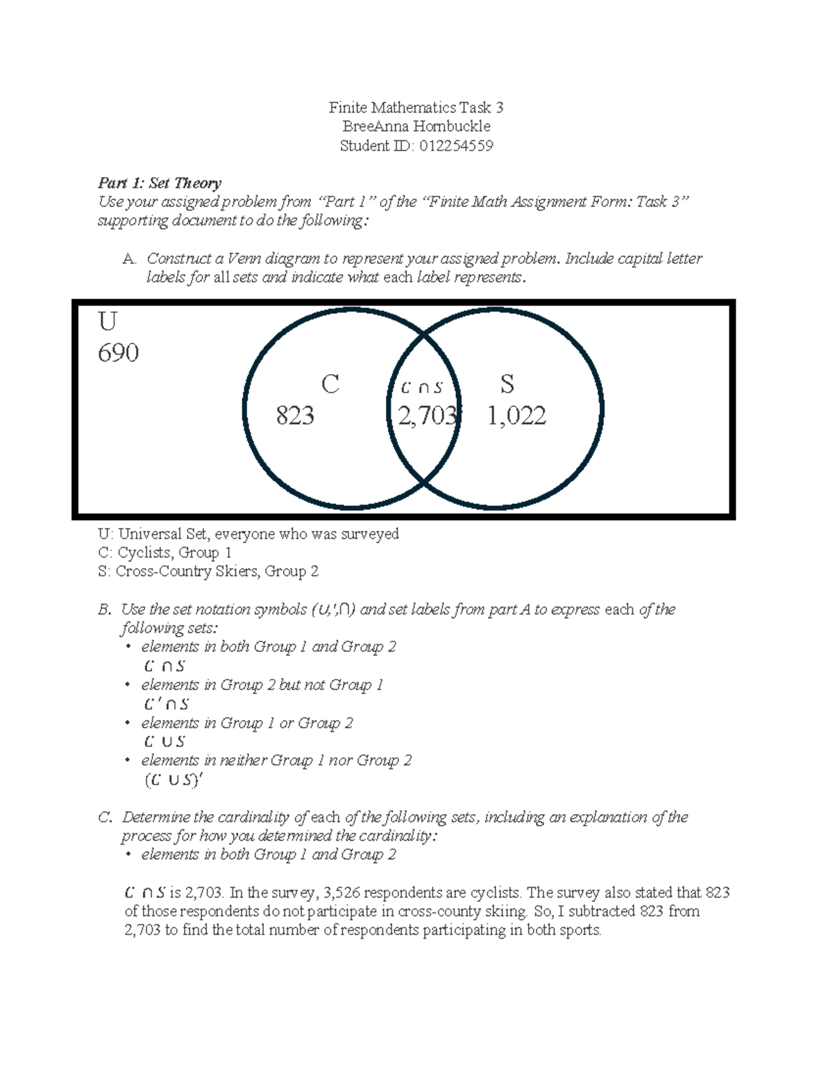 Finite Mathematics C277 Task 3 Attempt 3 - Venn Diagrams & Logic - Studocu
