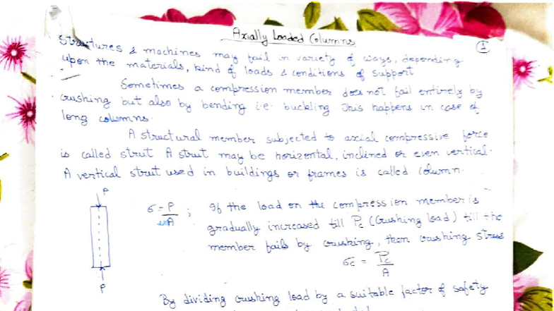 SOM 101: Axially Loaded Columns and Buckling Analysis Notes - Studocu