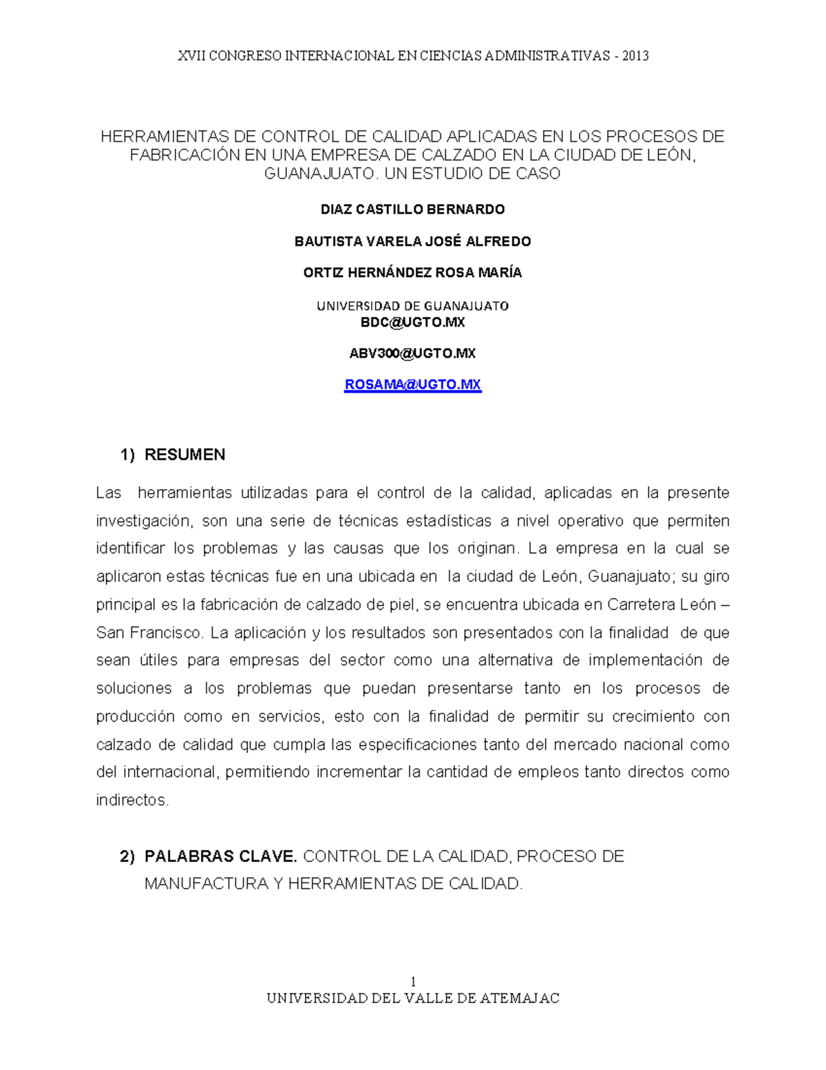 Artículo 7 Hmtas DE Calidad - 1 HERRAMIENTAS DE CONTROL DE CALIDAD ...