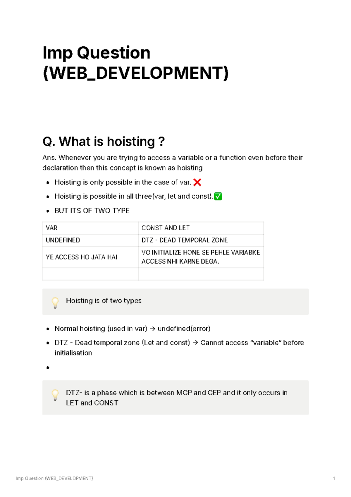 Important Questions on Hoisting, Functions, and Closures (WEB ...