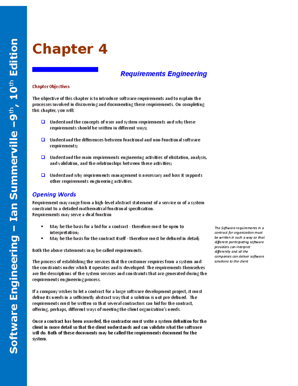 Chapter 4 - Requirements Engineering: Elicitation and Analysis Insights - Studocu