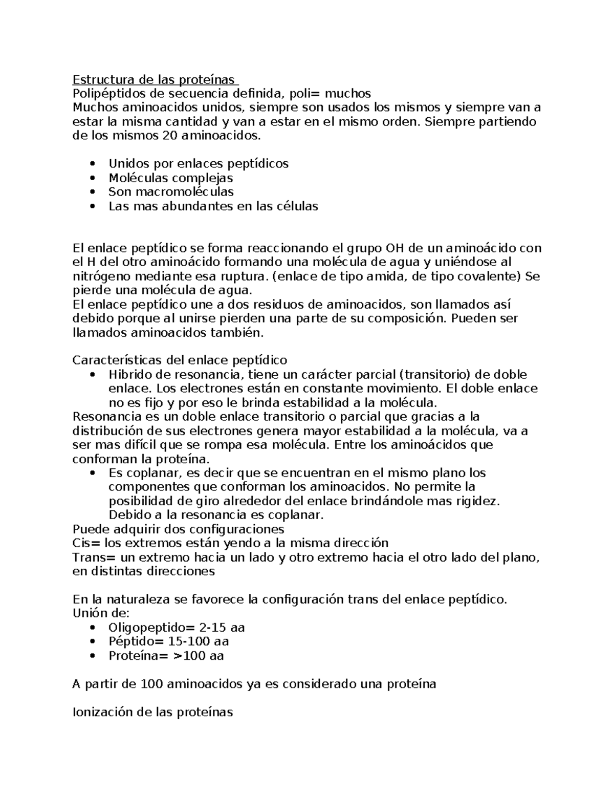 Estructura de las proteínas - Estructura de las proteínas Polipéptidos ...