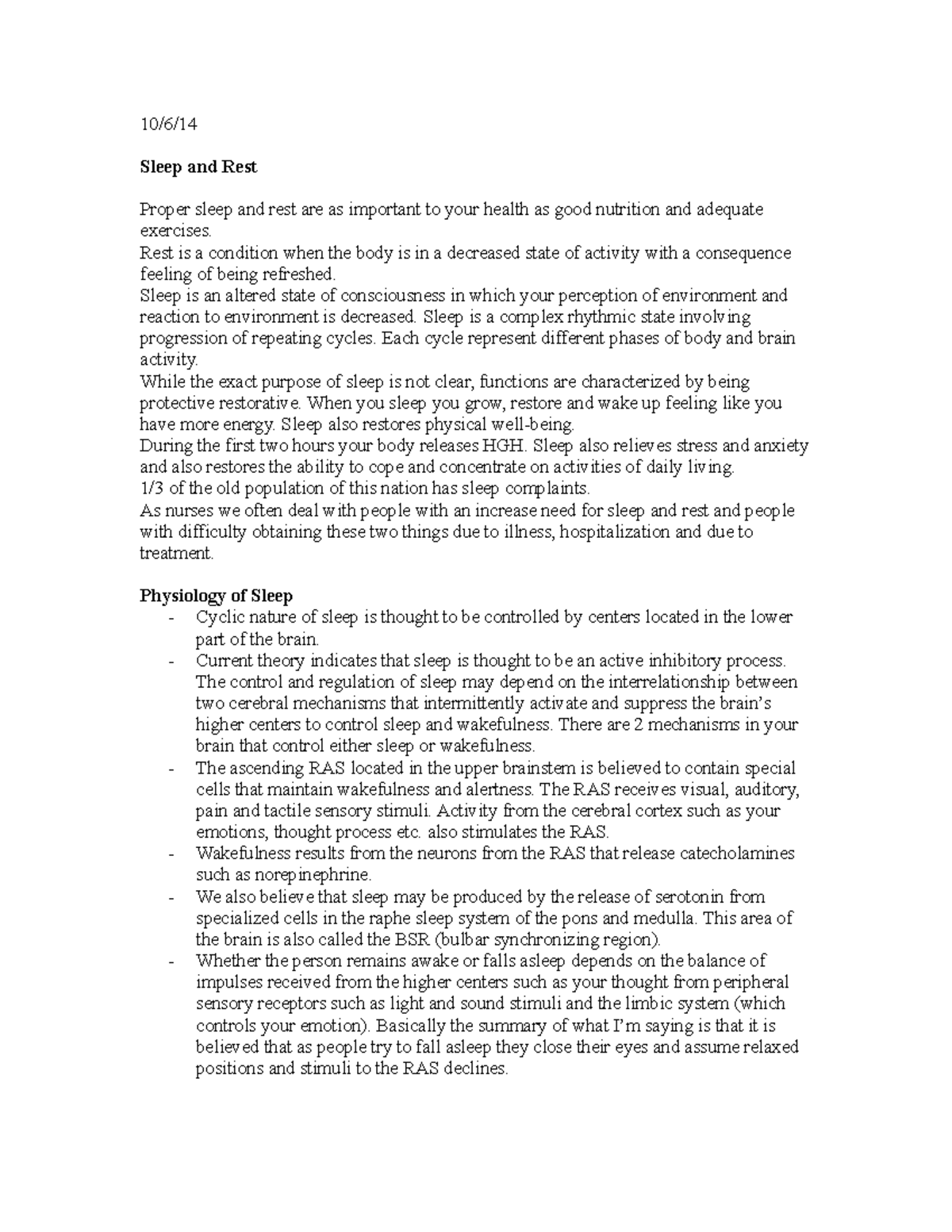 Sleep and Rest: Comprehensive Notes on Physiological Impact and ...