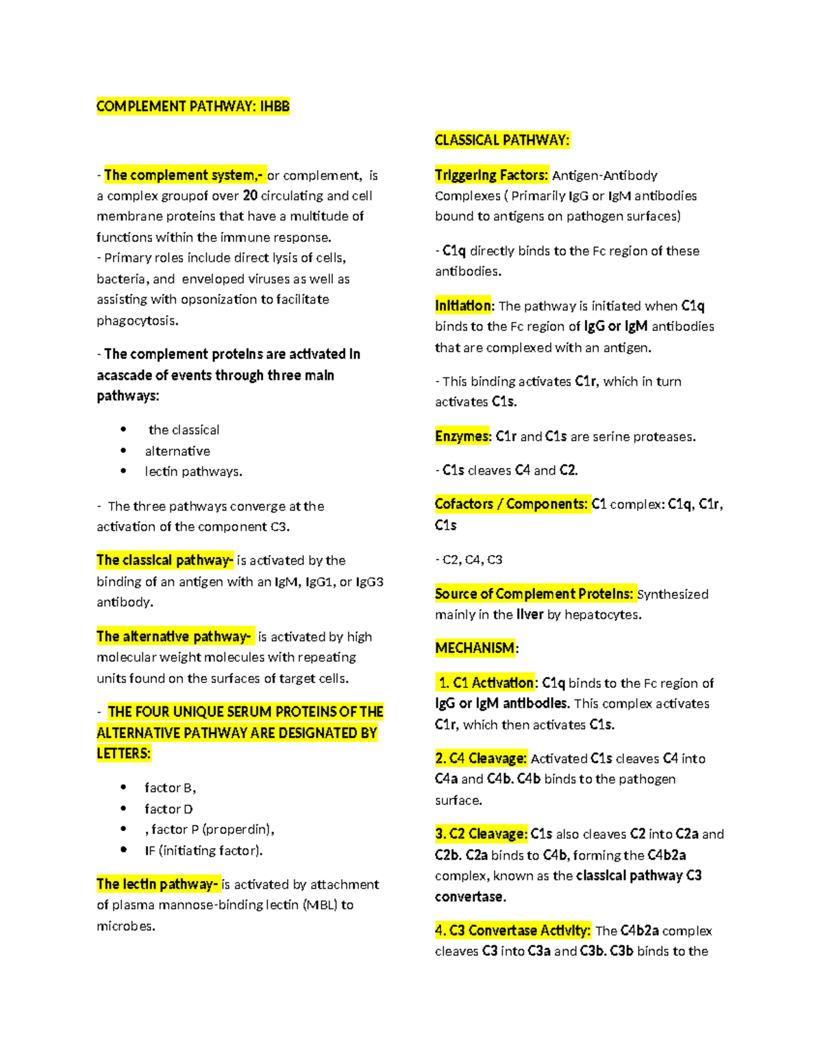 Complement Pathway: IHBB Classical Pathway Overview and Mechanisms ...