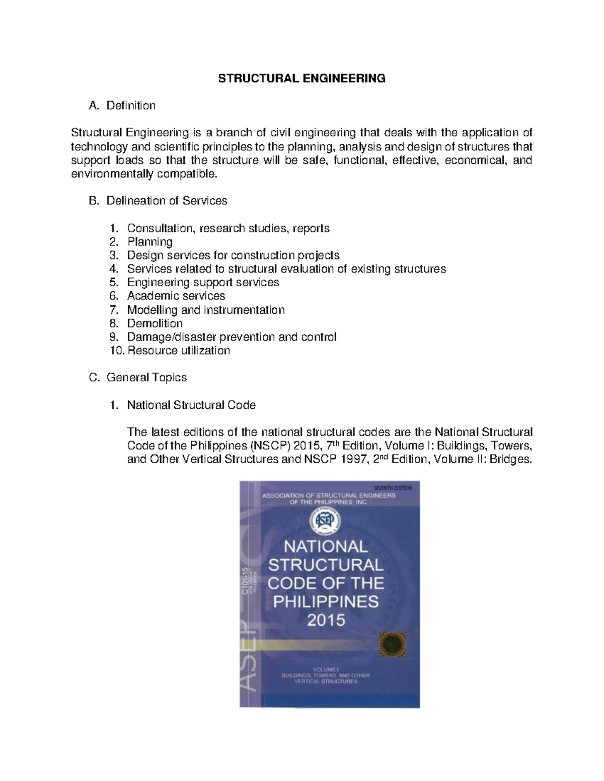 Structural Engineering - STRUCTURAL ENGINEERING A. Definition ...