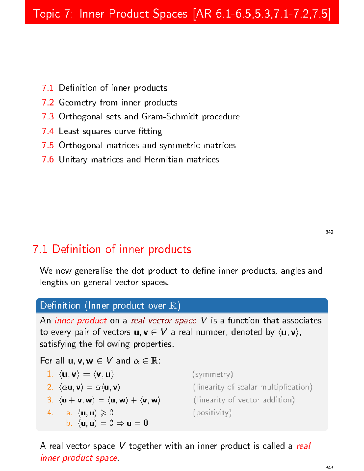 MAST10007 Lecture Notes: Inner Product Spaces and Geometry - Studocu
