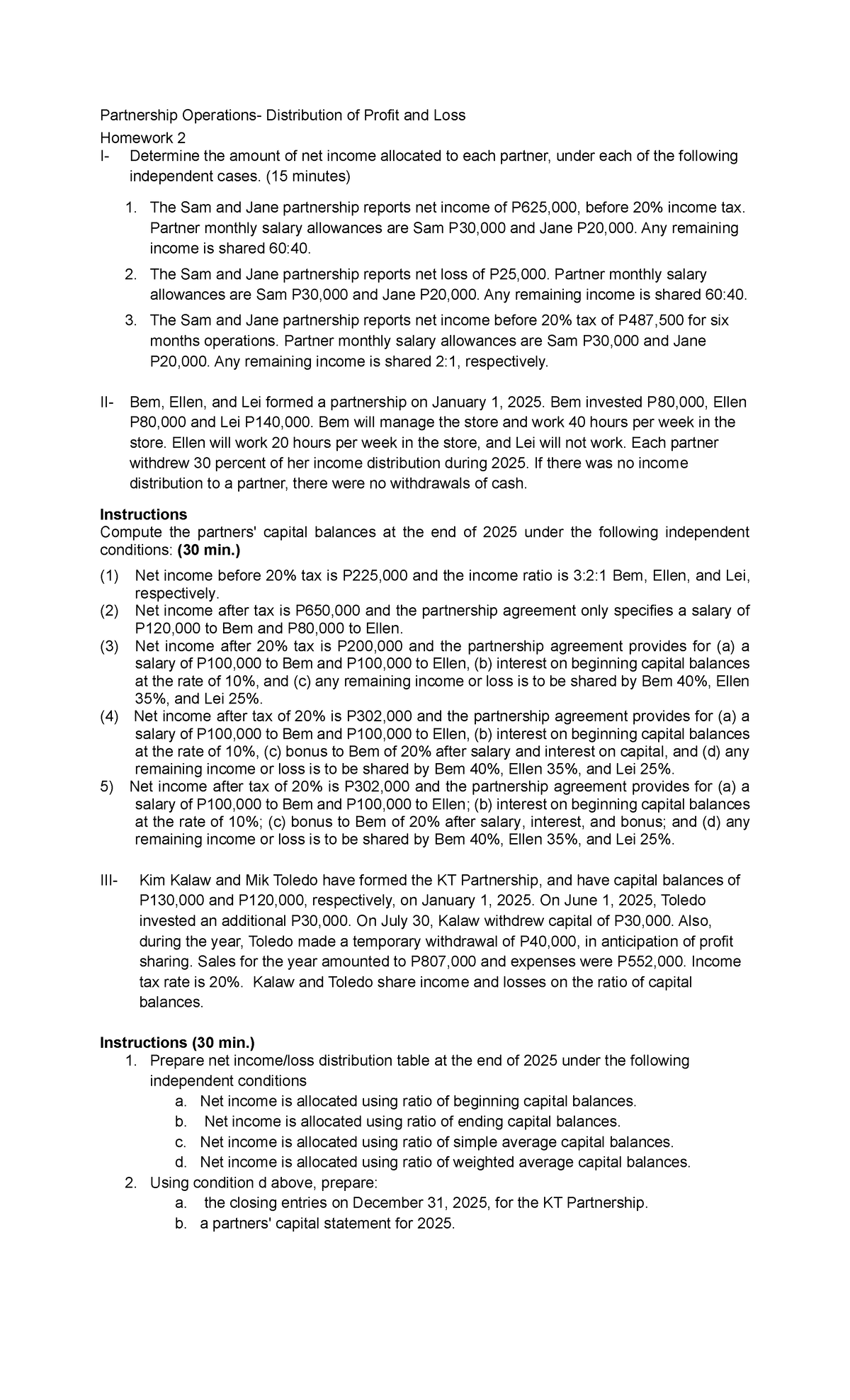 M2 Homework - Partnership Profit & Loss Distribution Analysis - Studocu