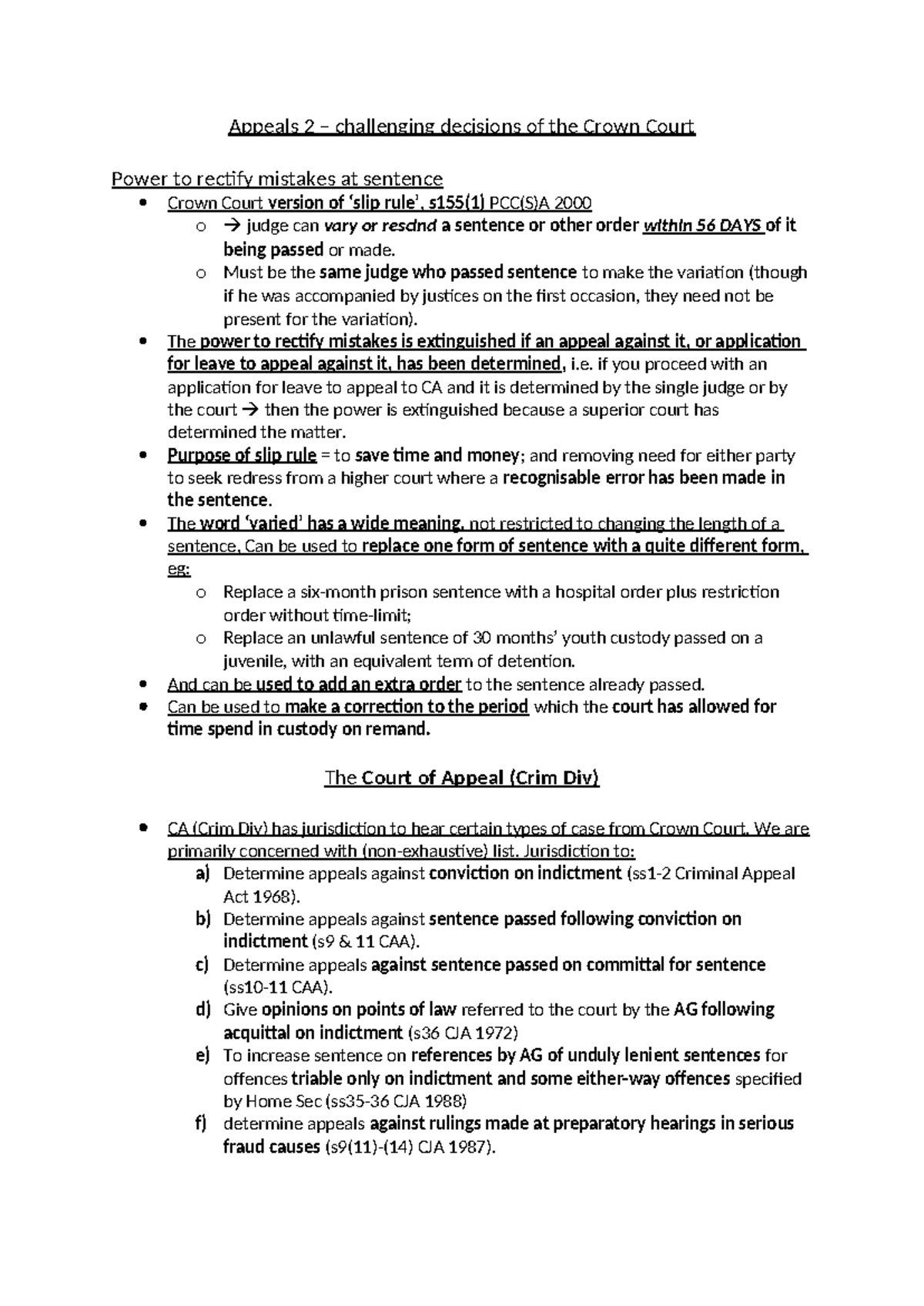 Appeals from Crown Court: Understanding the Power to Rectify Sentences ...