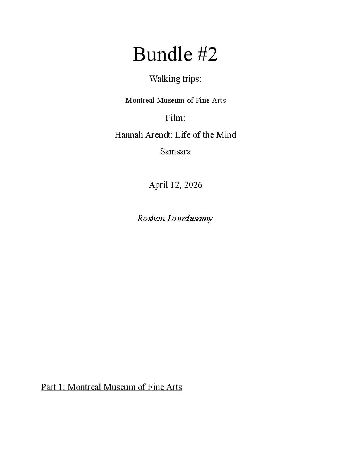 Bundle #2: Movie Recaps on Hannah Arendt & Samsara Insights - Studocu