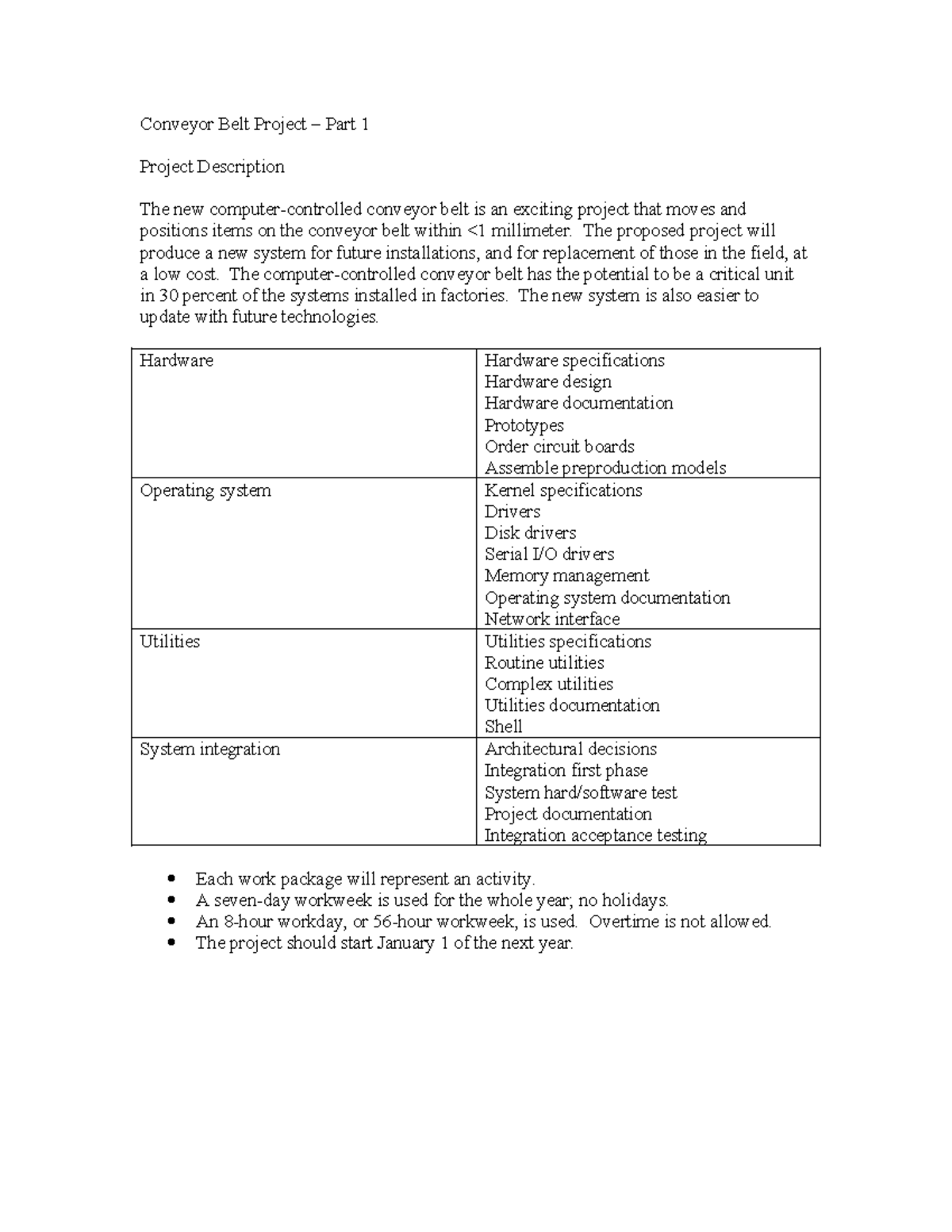 Conveyor Belt Project Part 1: System Overview & Specs - Studocu