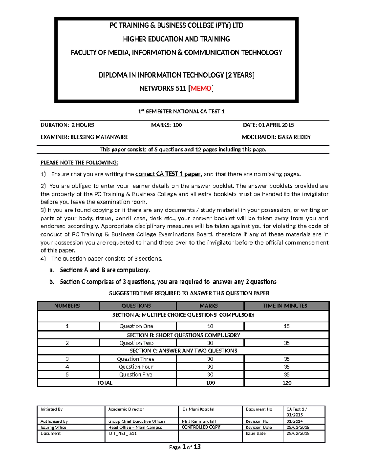 NETWORKS 511 2021 - Faculty of Information Technology Information ...