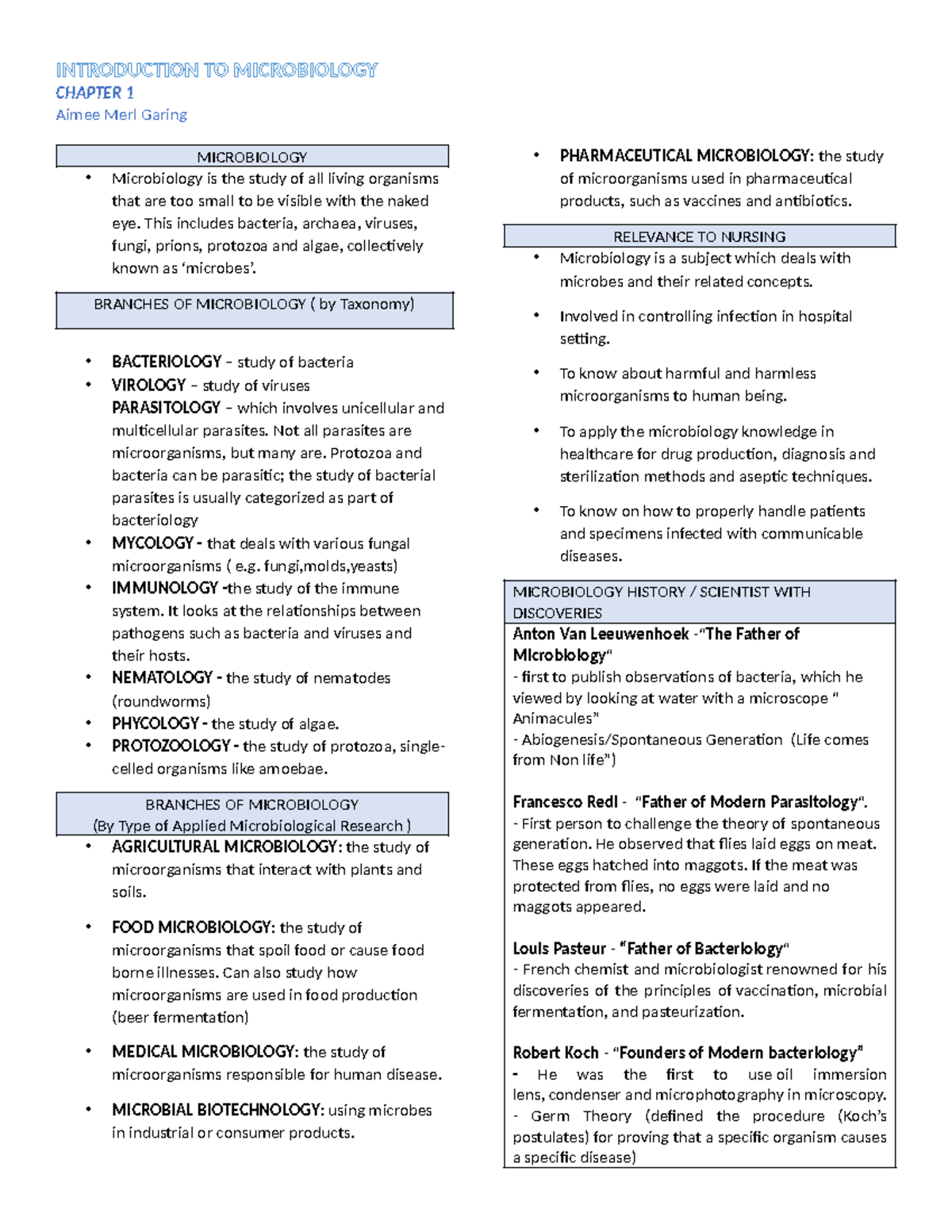Microbiology Prelim Reviewer Notes for Course BIO 101 - Studocu