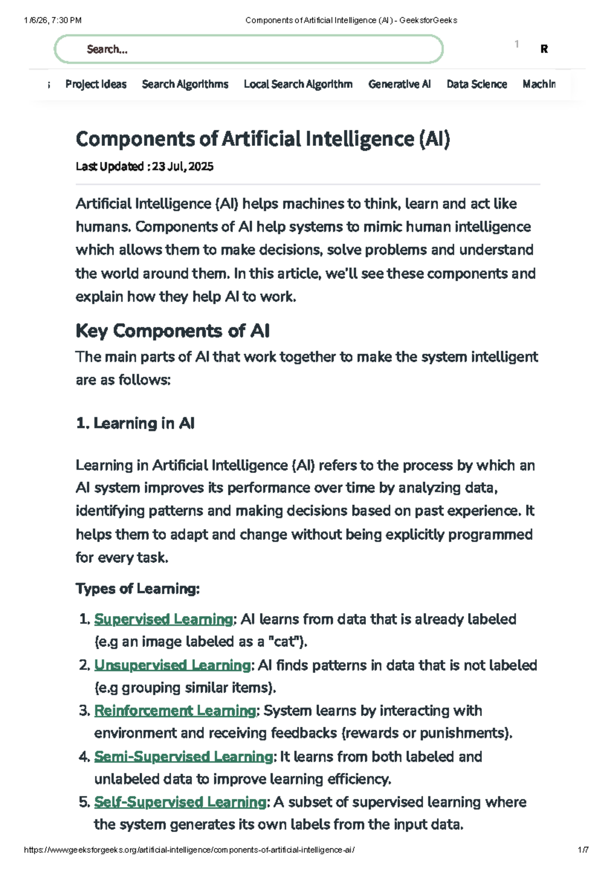Components of Artificial Intelligence (AI) - Overview and Key Aspects ...