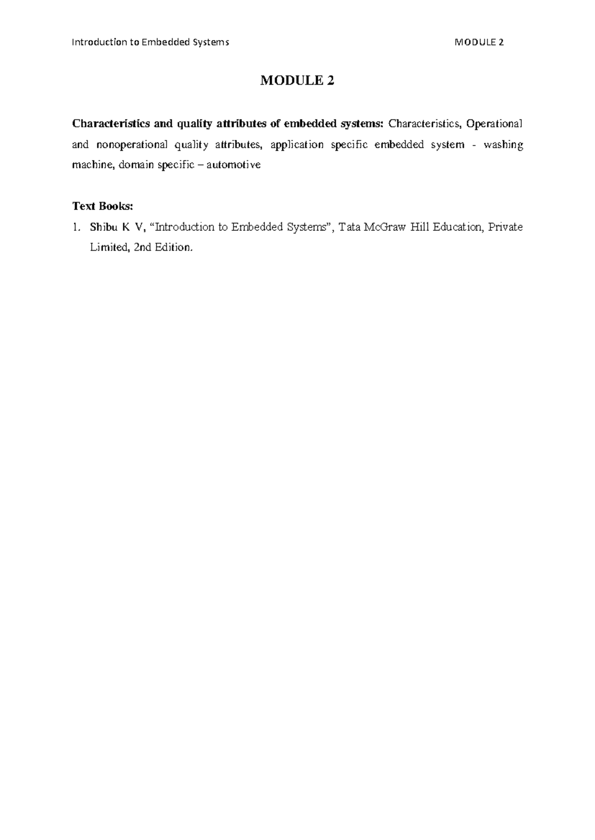 Introduction to Embedded Systems: Module 2 Notes on Characteristics ...