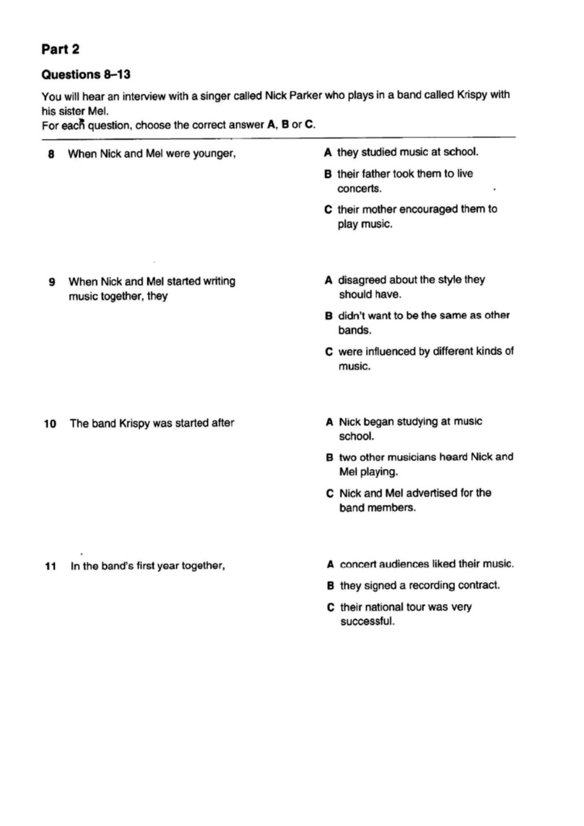 Listening Pack 1: Interview Questions and Activities - Studocu