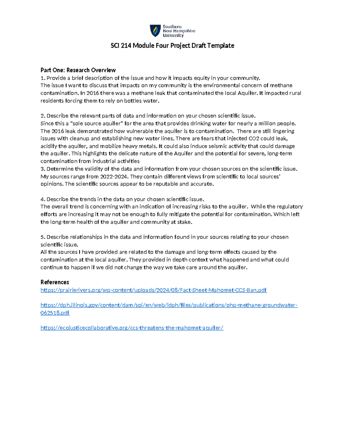 SCI 214 Module Four Project Draft Template - SCI 214 Module Four ...