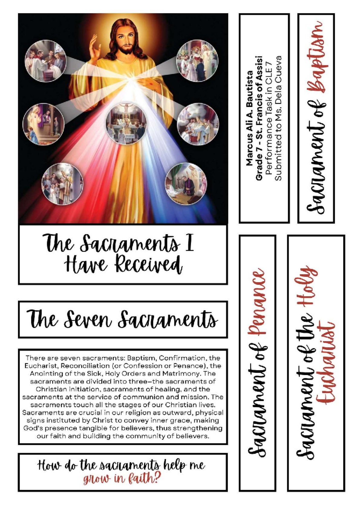 Grade 7 CLE 7 Performance Task: Understanding the Sacraments - Studocu
