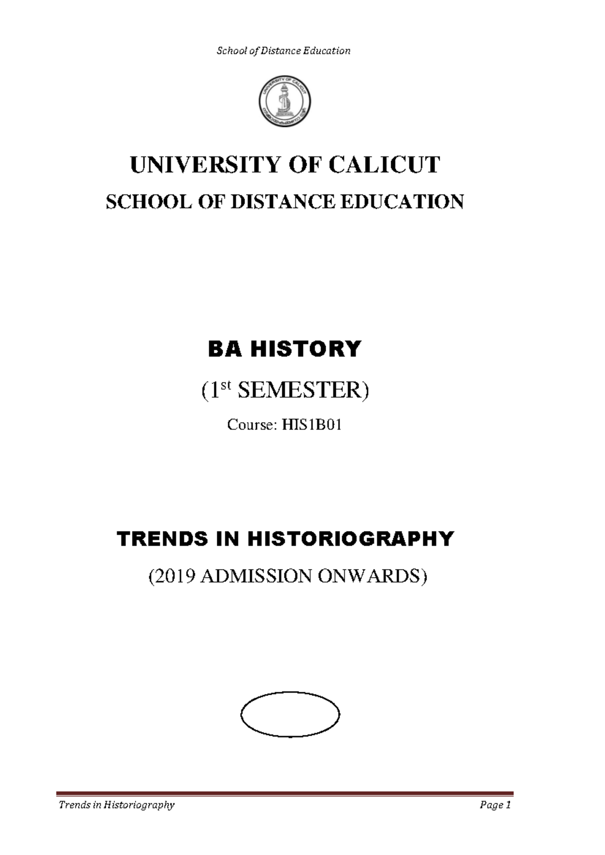 Trends IN Historiography-structure, BA history Ist semester ...