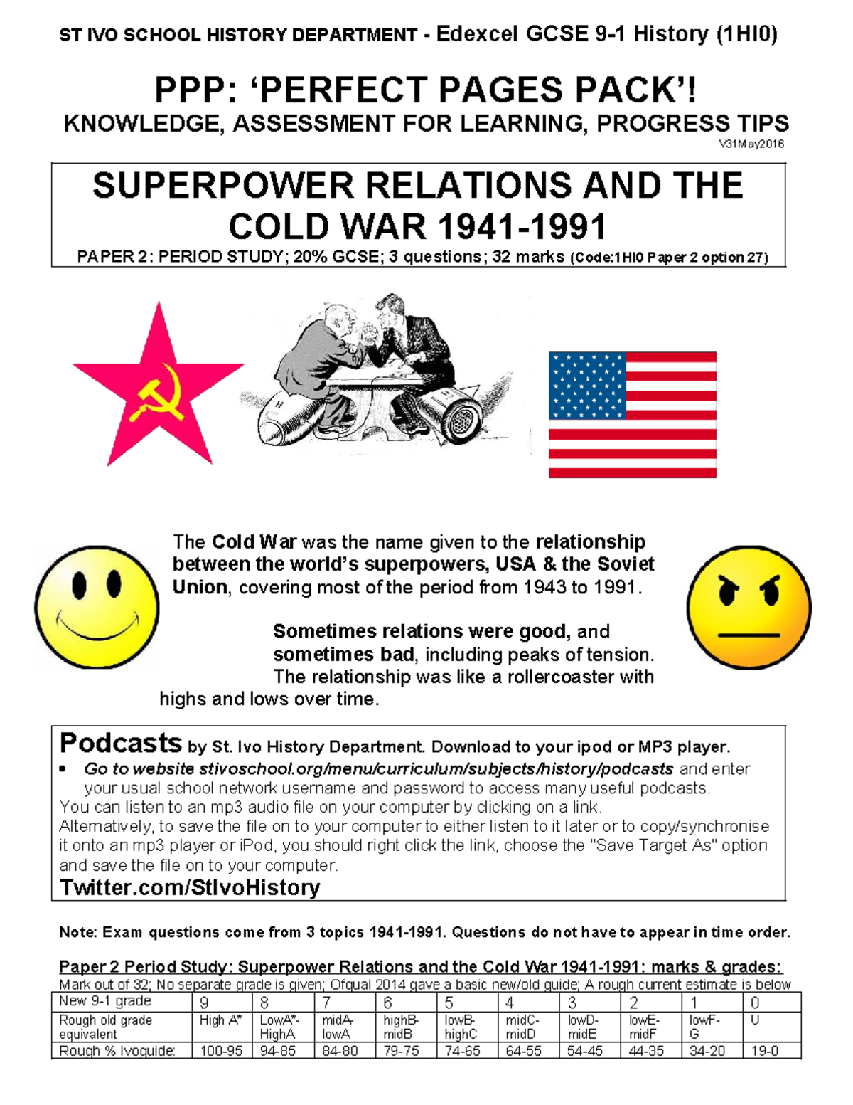 Edexcel GCSE History (1HI0) Superpower Relations & Cold War Study Guide ...