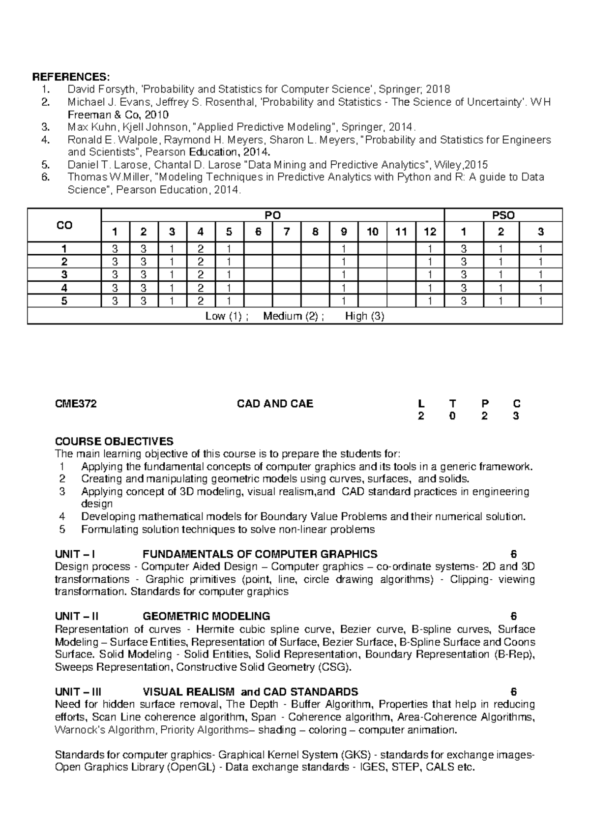 CME372 Computer Graphics Course Syllabus and References - Studocu