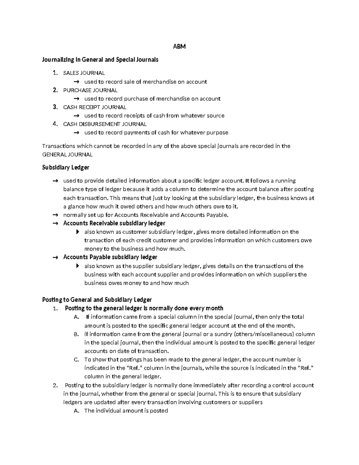 ABM 101: Journalizing in General and Special Journals Overview - Studocu