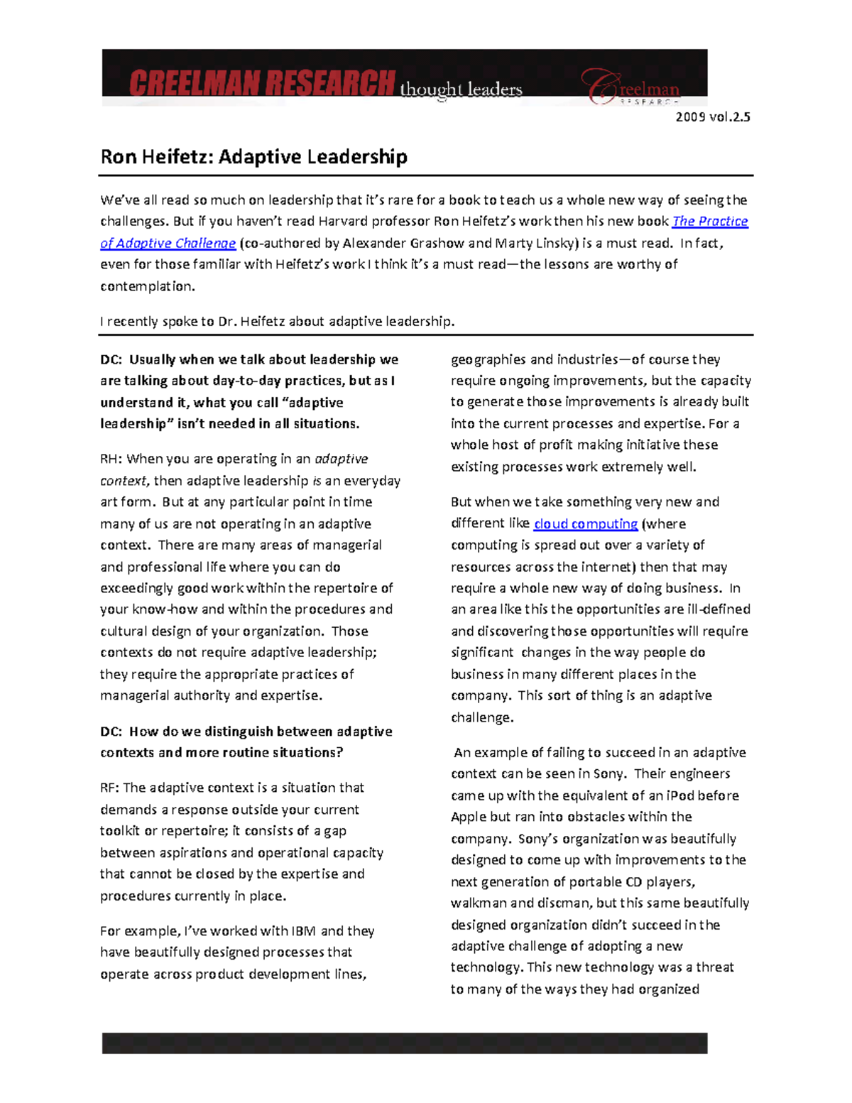 Adaptive Leadership Insights: Dr. Heifetz on Navigating Challenges ...