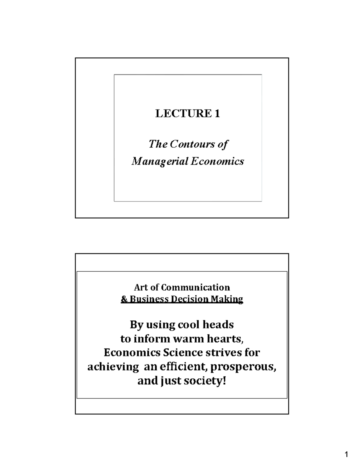 LECTURE 1: Managerial Economics & Decision Making (ME 1) - Studocu