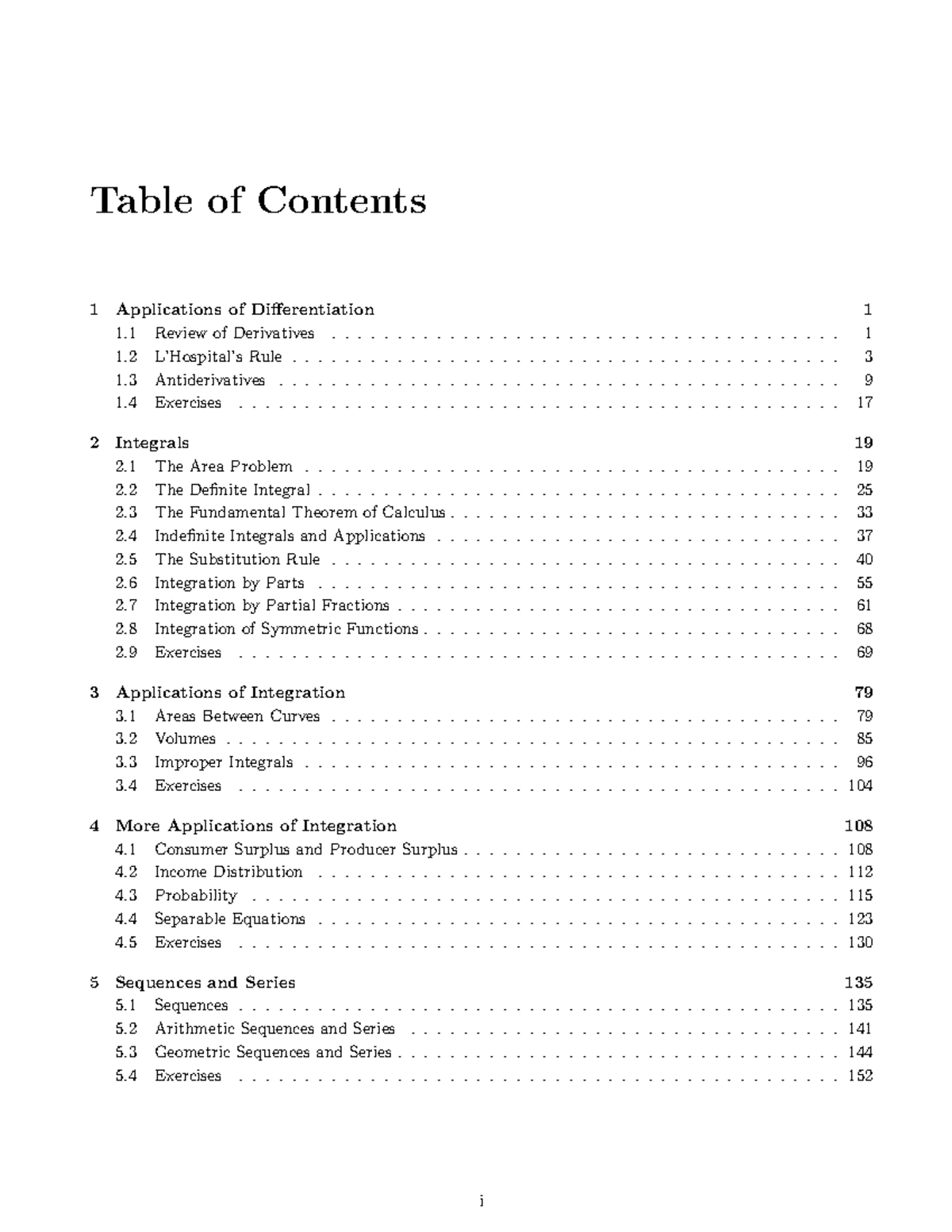 Calculus II (CAL2) - Comprehensive Table of Contents - Studocu