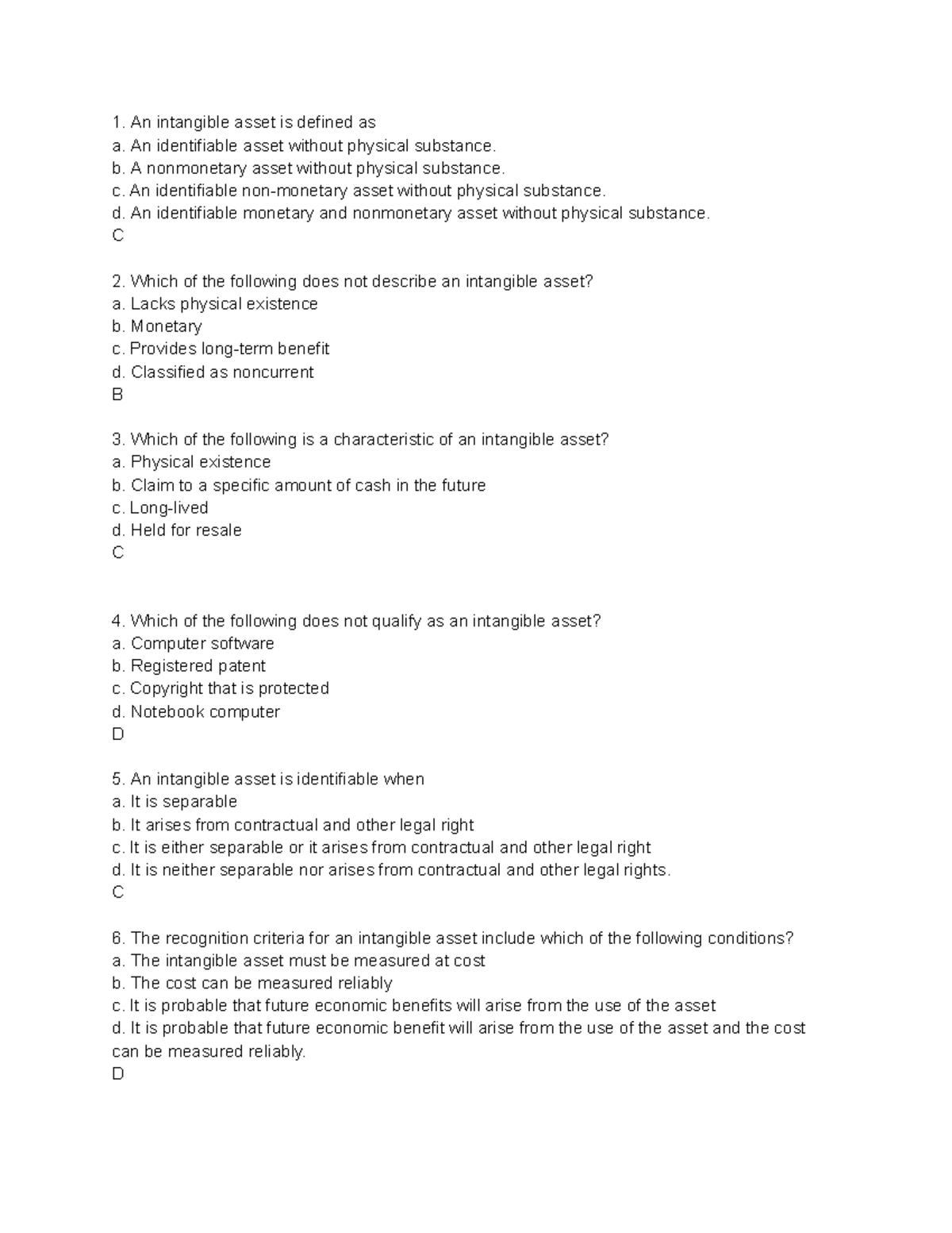 TEST BANK - Sample Q&A on PAS 38 Intangible Assets - Studocu