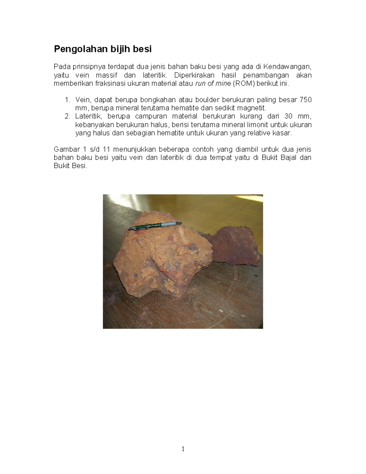 Pengolahan Bijih Besi: Proses dan Metode (Kursus: MTE 101) - Studocu